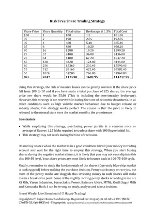 Risk free trading strategy | PDF