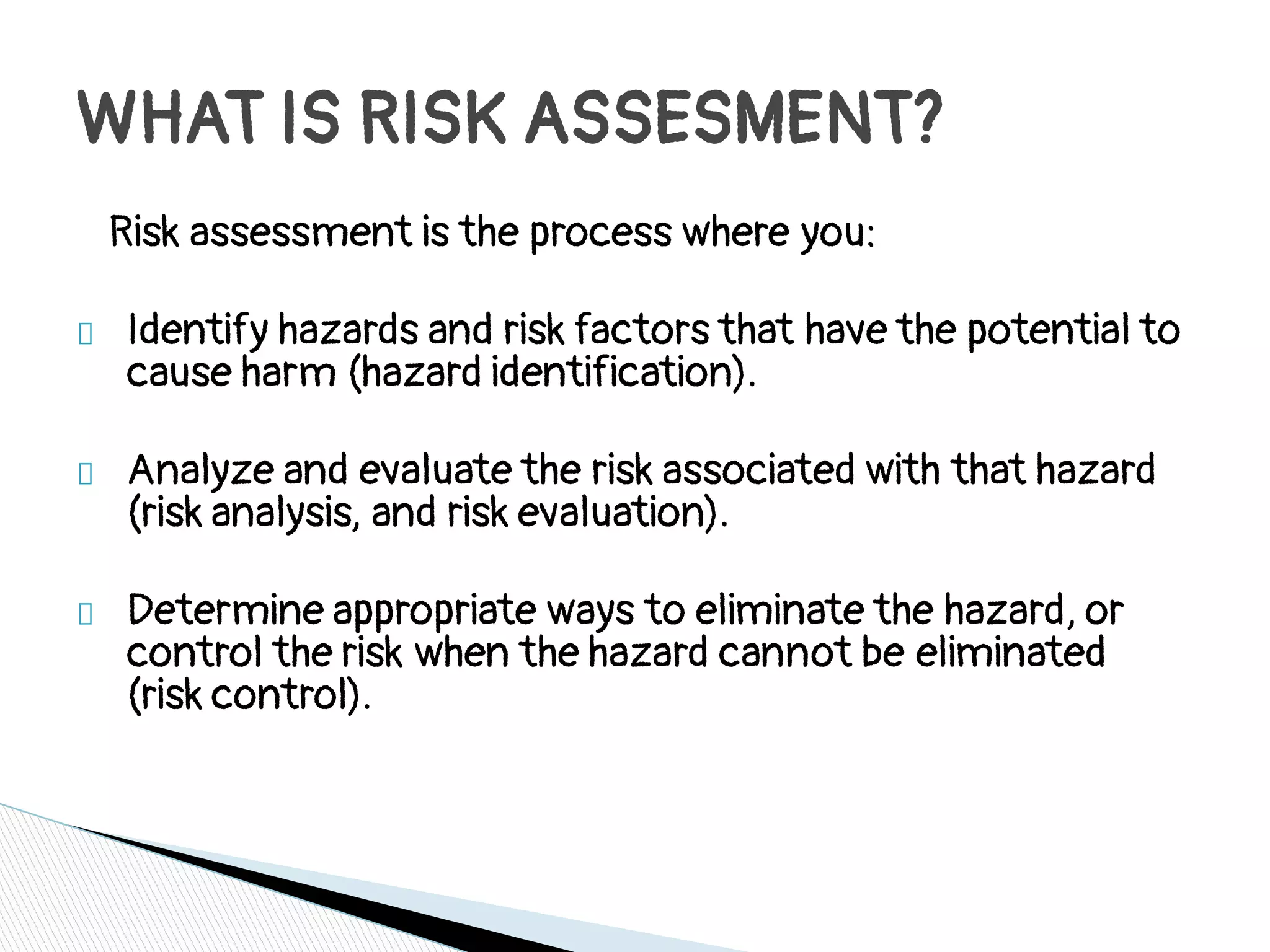 Risk,hazard,harm,types of hazards,risk assesments | PDF
