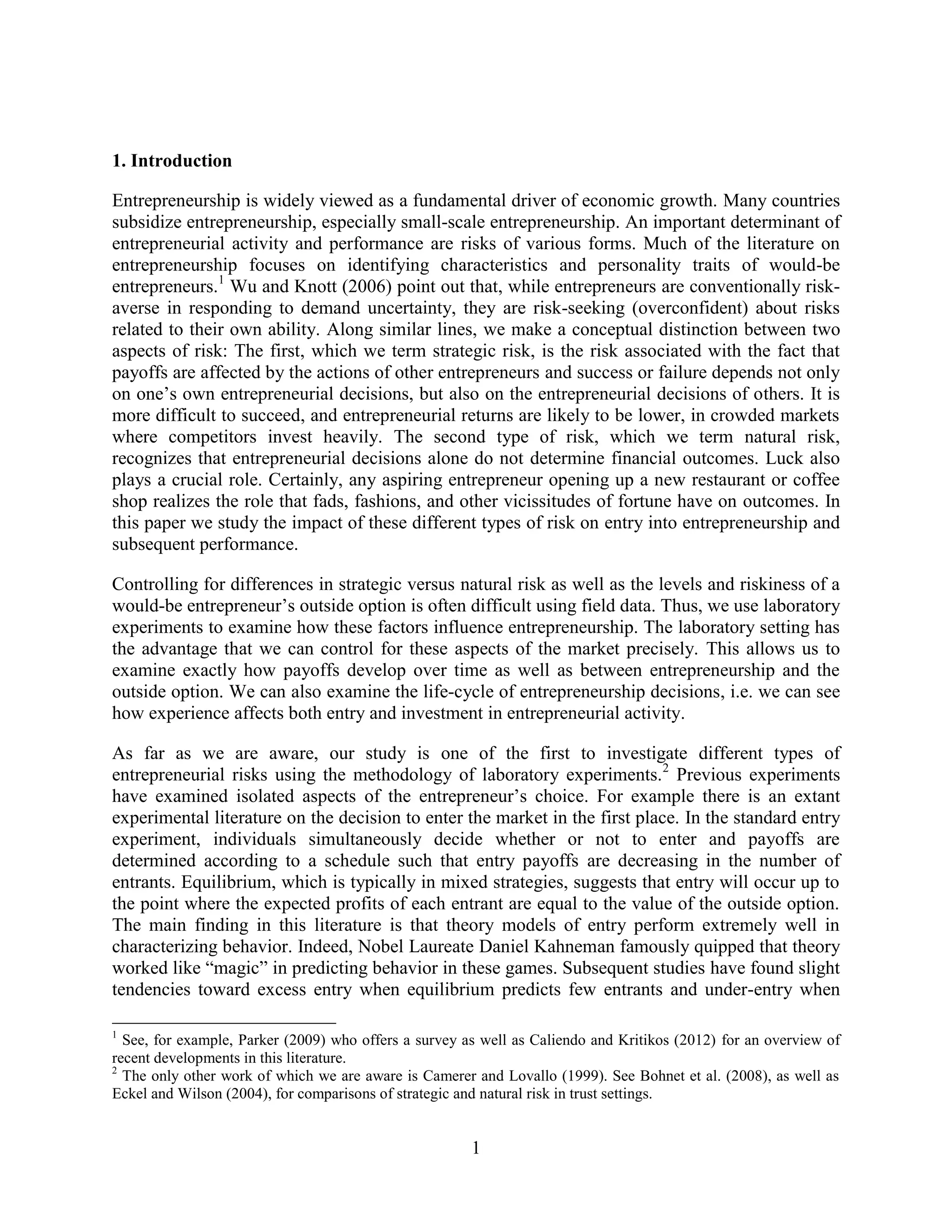 Risk in entrepreneurship | PDF