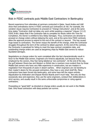 Risk in FIDIC contracts | DOCX