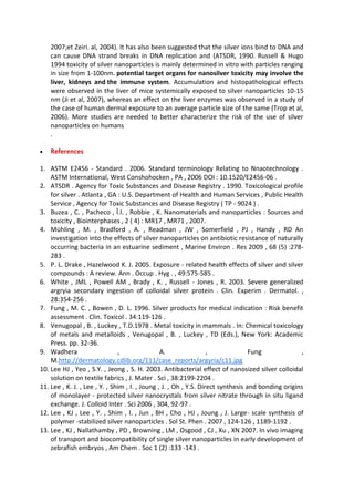 Risk in the use of silver nanoparticles on humain | DOCX