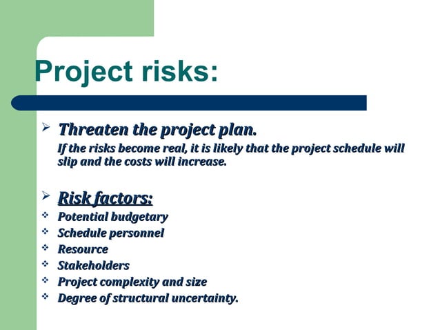 Risk management(software engineering) | PPT | Business | Business and ...