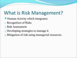 Risk management | PPT | Business | Business and Finance