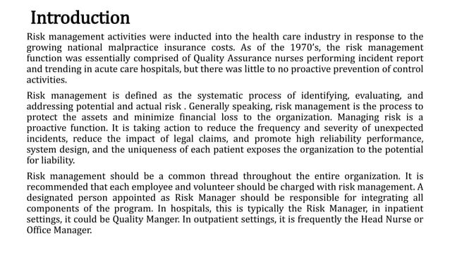 Healthcare Risk Management | PPTX