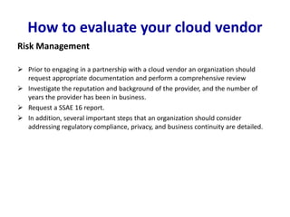 Cloud computing Risk management | PPTX