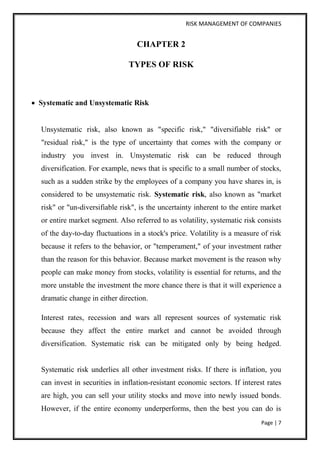 Risk management | PDF | Stocks and Bonds | Personal Investing