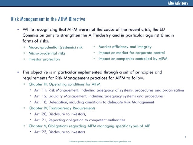 Risk Management in the AIFM Directive | PPT