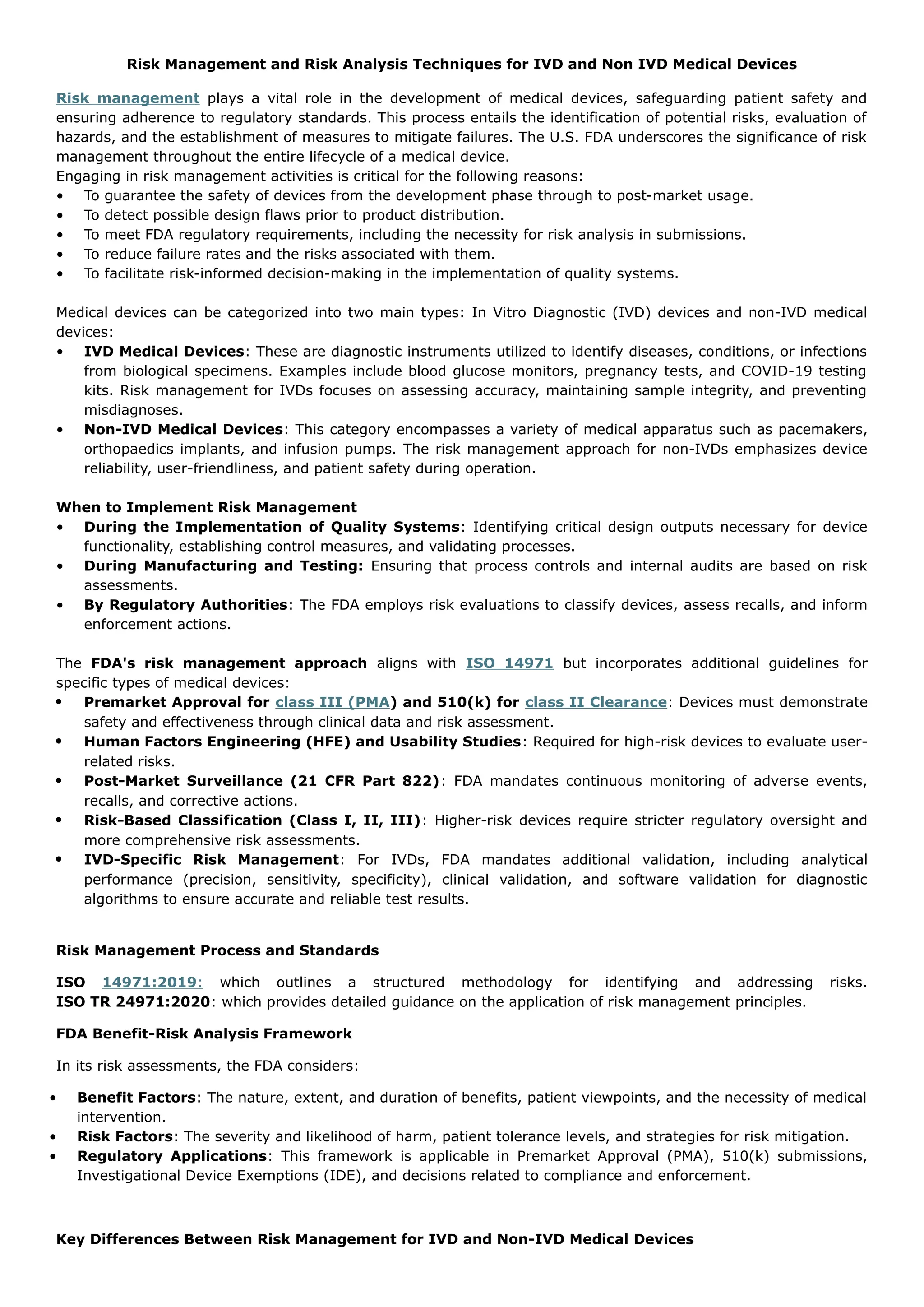 Risk Management and Risk Analysis Techniques for IVD and Non IVD ...