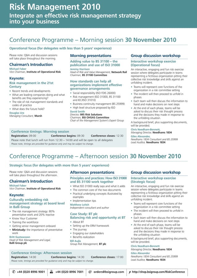 Risk Management Brochure | PDF | Business Expos & Conferences | Events
