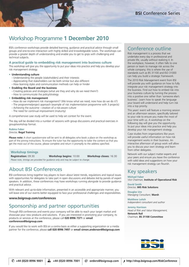 Risk Management Brochure | PDF | Business Expos & Conferences | Events