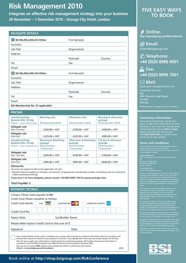 Risk Management Brochure | PDF | Business Expos & Conferences | Events