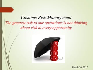 Customs Risk Management PPT.Presentation | PPT