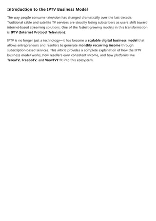 IPTV Business Model Explained: How Resellers Make Monthly Recurring ...