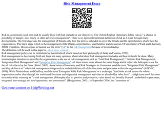 Risk Management Essay | PDF