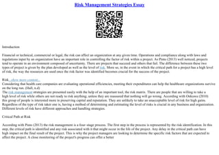Risk Management Essay | PDF