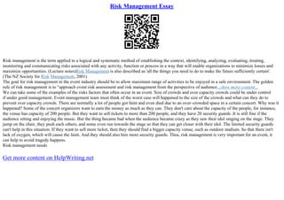 RISK MANAGEMENT Essays | PPT