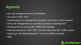 Risk Management for Medical Devices - ISO 14971 Overview | PDF