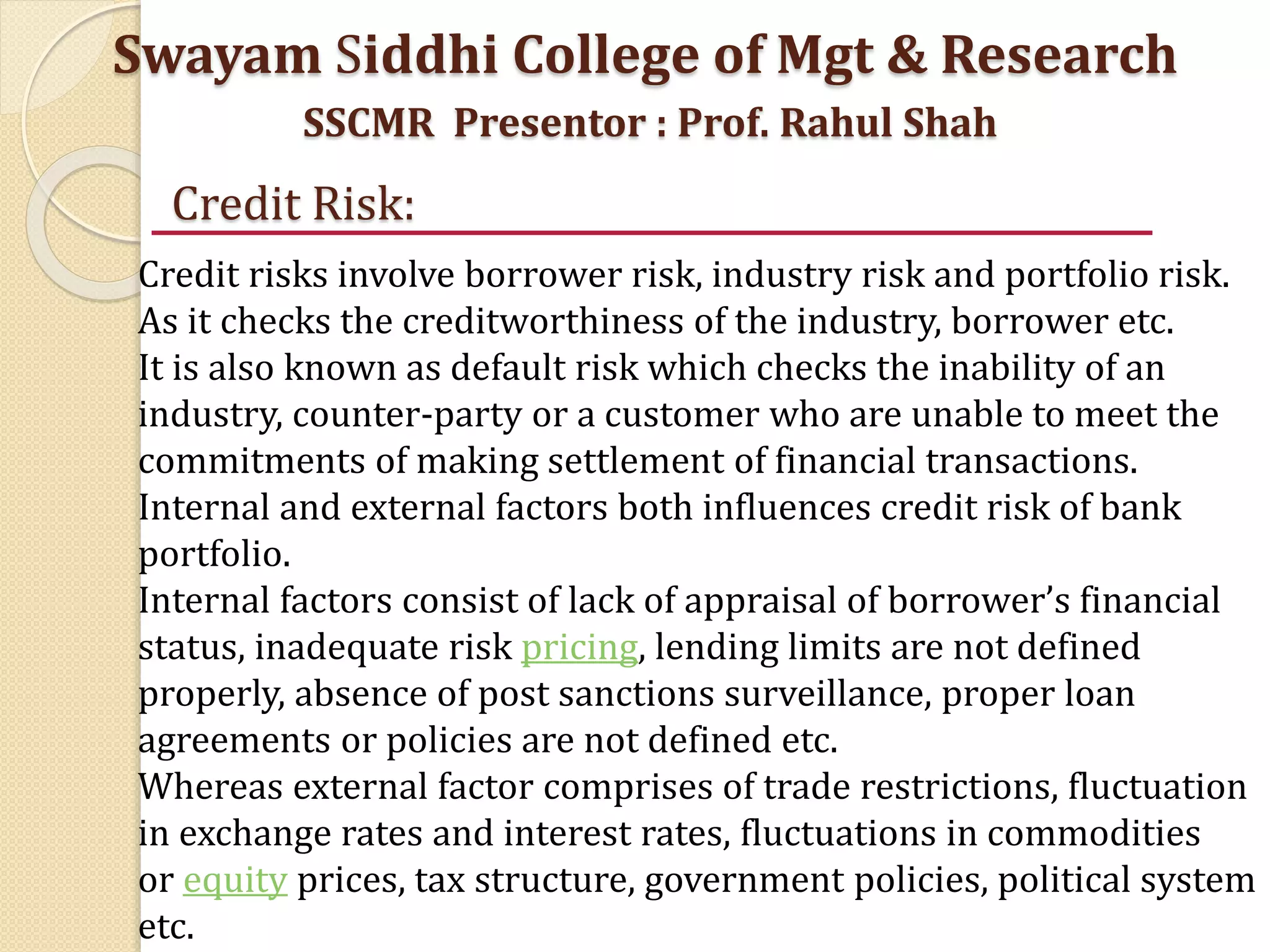 Risk management in banks | PPTX