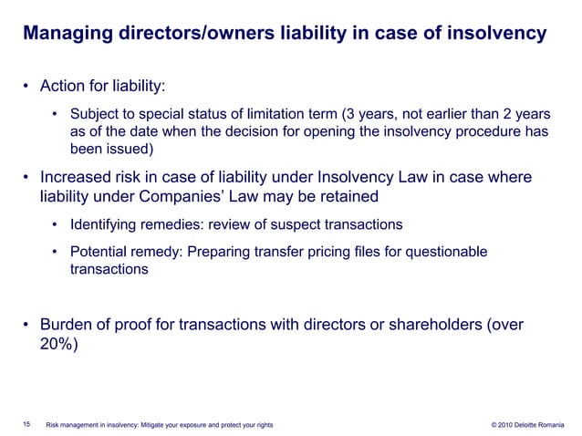 Risk Management In Insolvency | PDF | Bankruptcy | Business Banking ...