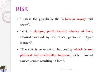 Risk management in Life Insurance by Dr. Amitabh Mishra | PDF