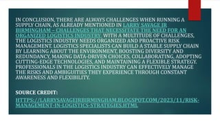 Risk Management in Logistics: Strategies for a Resilient Supply Chain ...