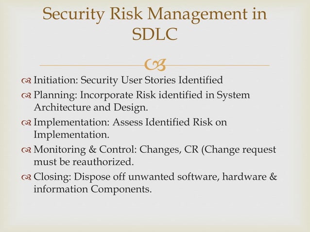 Security and Risk management in SDLC Software development Life cycle | PPTX