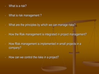 Risk management in software engineering | PPT
