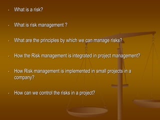 RISK MANAGEMENT IN SOFTWARE ENGINEERING.ppt | Business Administration ...