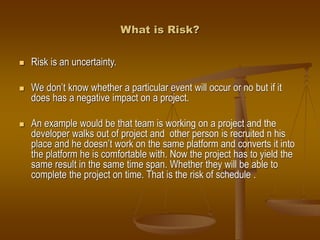 RISK MANAGEMENT IN SOFTWARE ENGINEERING.ppt | Business Administration ...