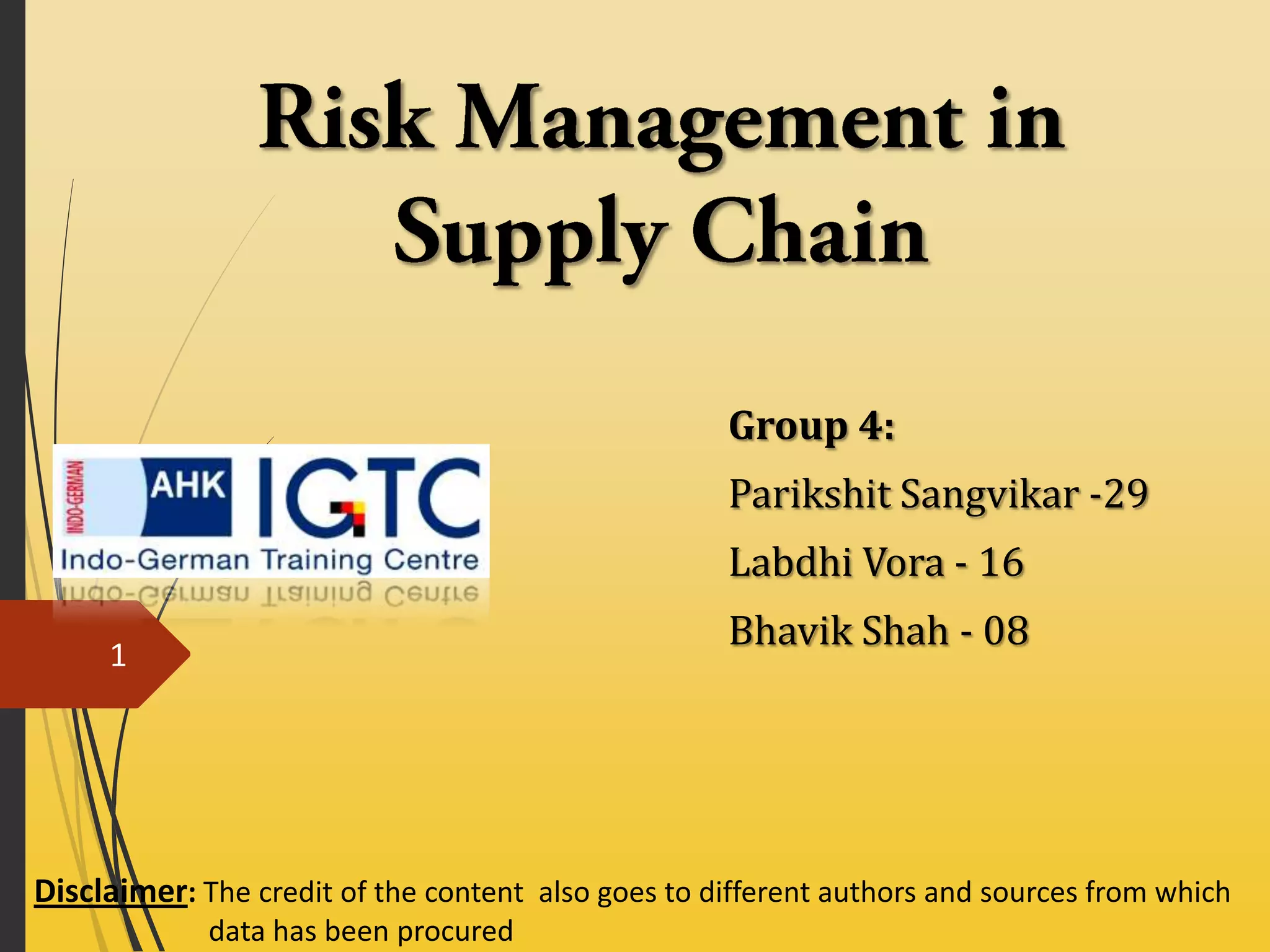 Risk management in supply chain | PPT