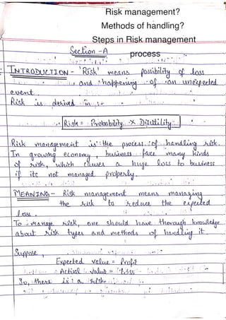 Risk management and insurance | B.COM SEM-6TH | Hand written Notes | by ...