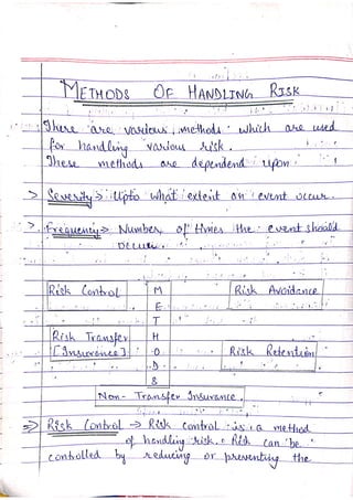Risk management and insurance | B.COM SEM-6TH | Hand written Notes | by ...