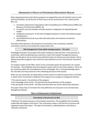 Risk management of the performance measurement baseline | PDF