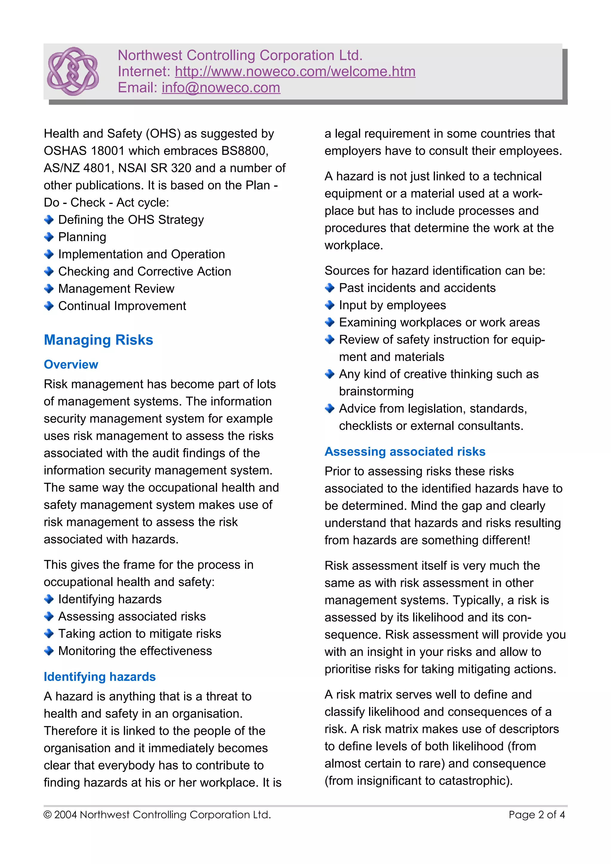 Risk management osh | PDF