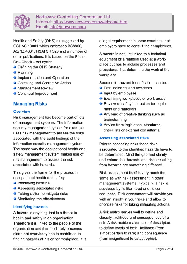 Risk management osh | PDF