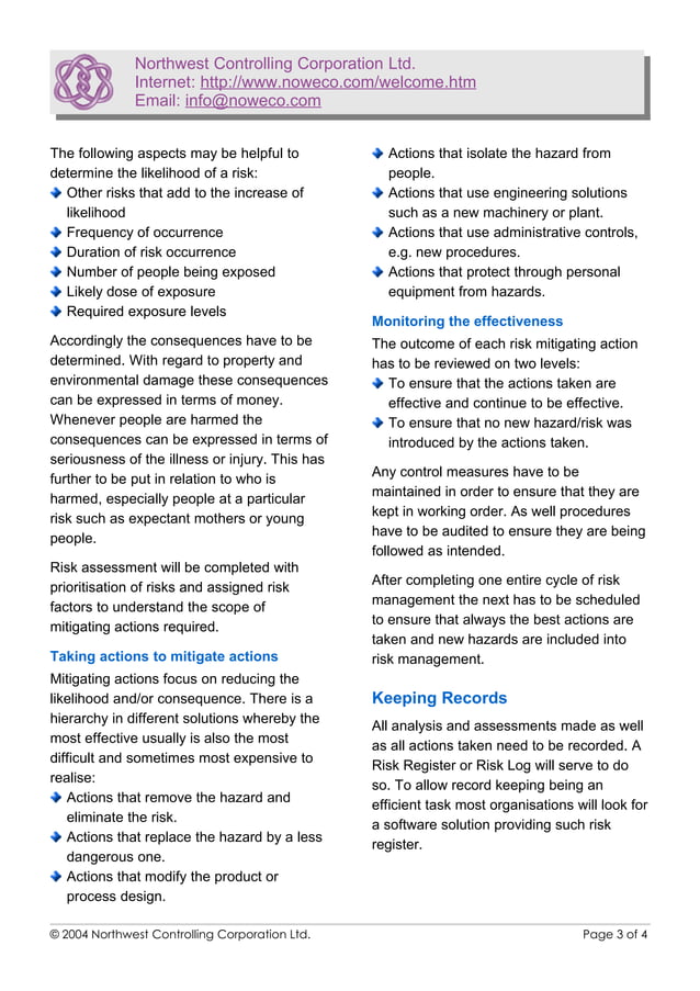 Risk management osh | PDF