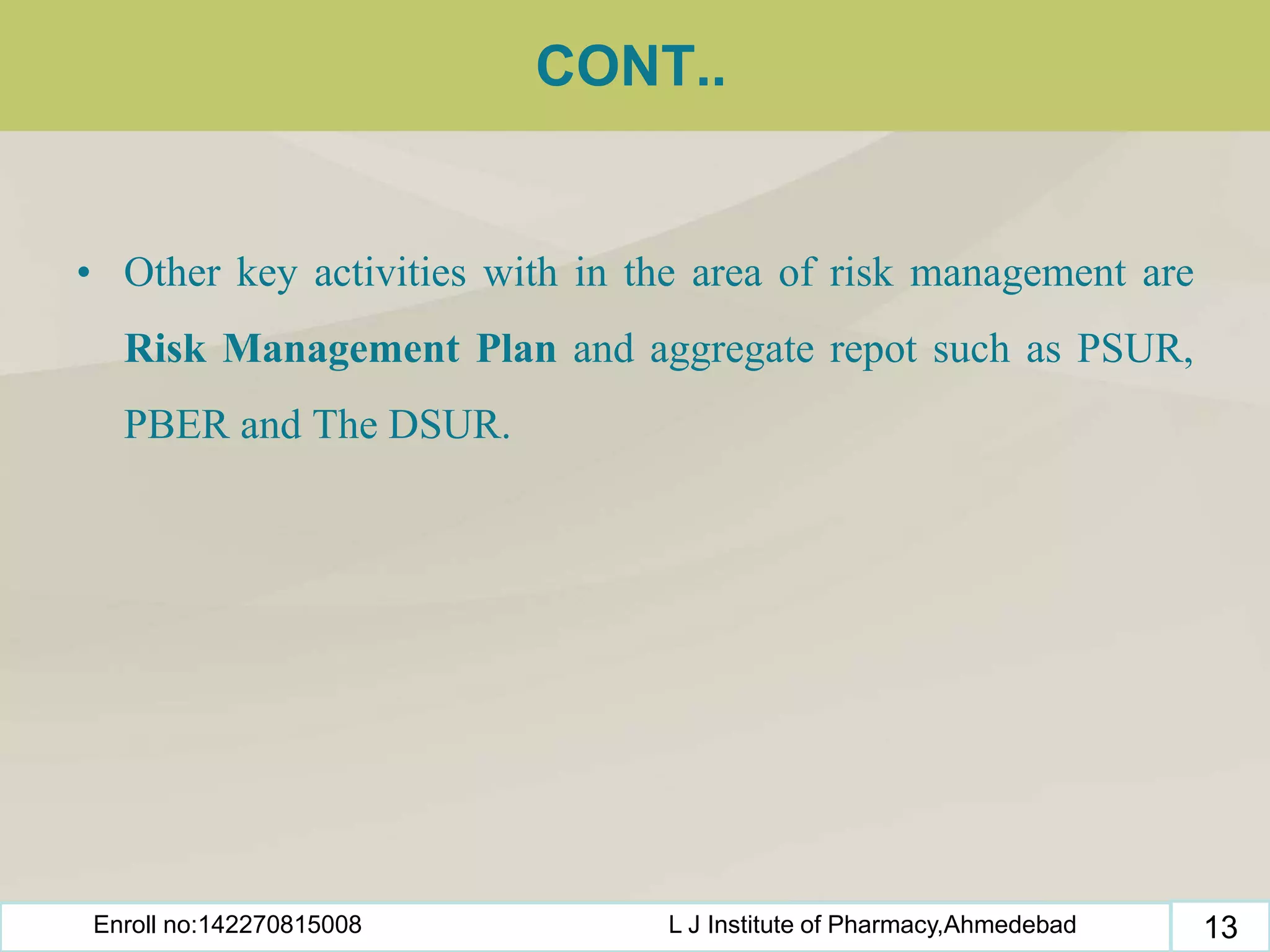 Risk management plan | PPTX