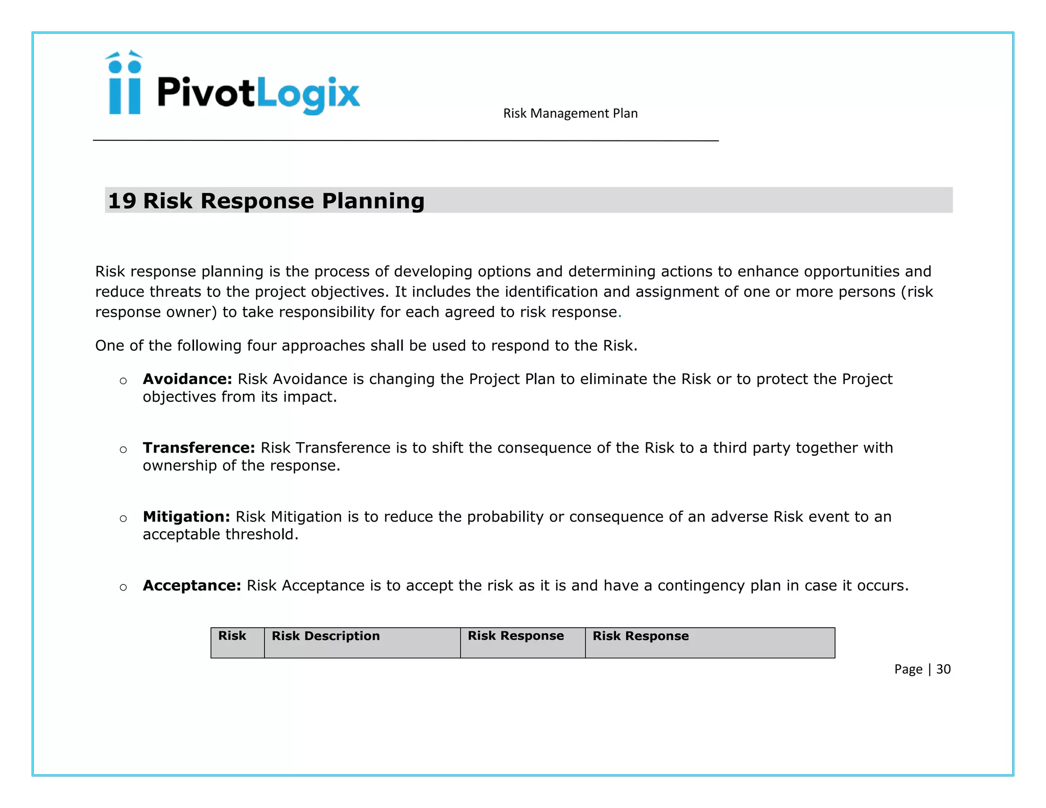 PMP - Risk Management plan & template | PDF