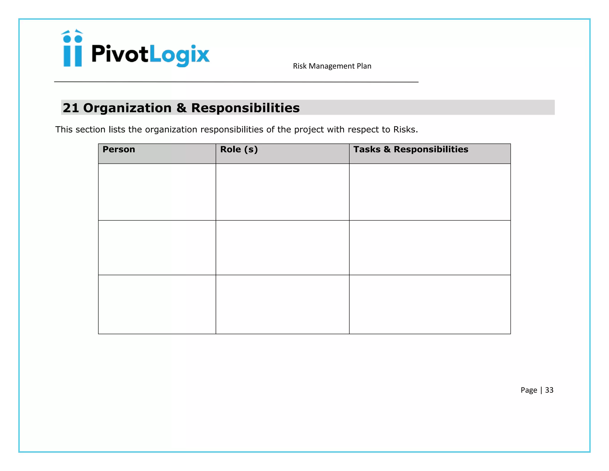 PMP - Risk Management plan & template | PPT