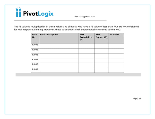 PMP - Risk Management plan & template | PDF | Business | Business and ...