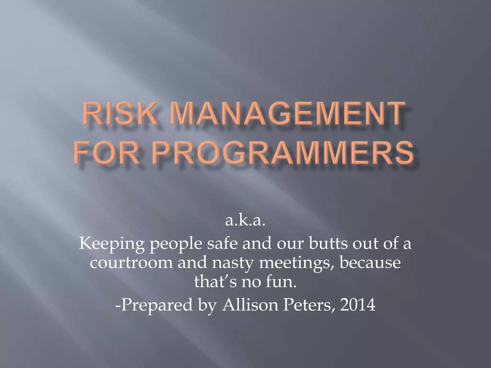 Risk management presentation | PPTX