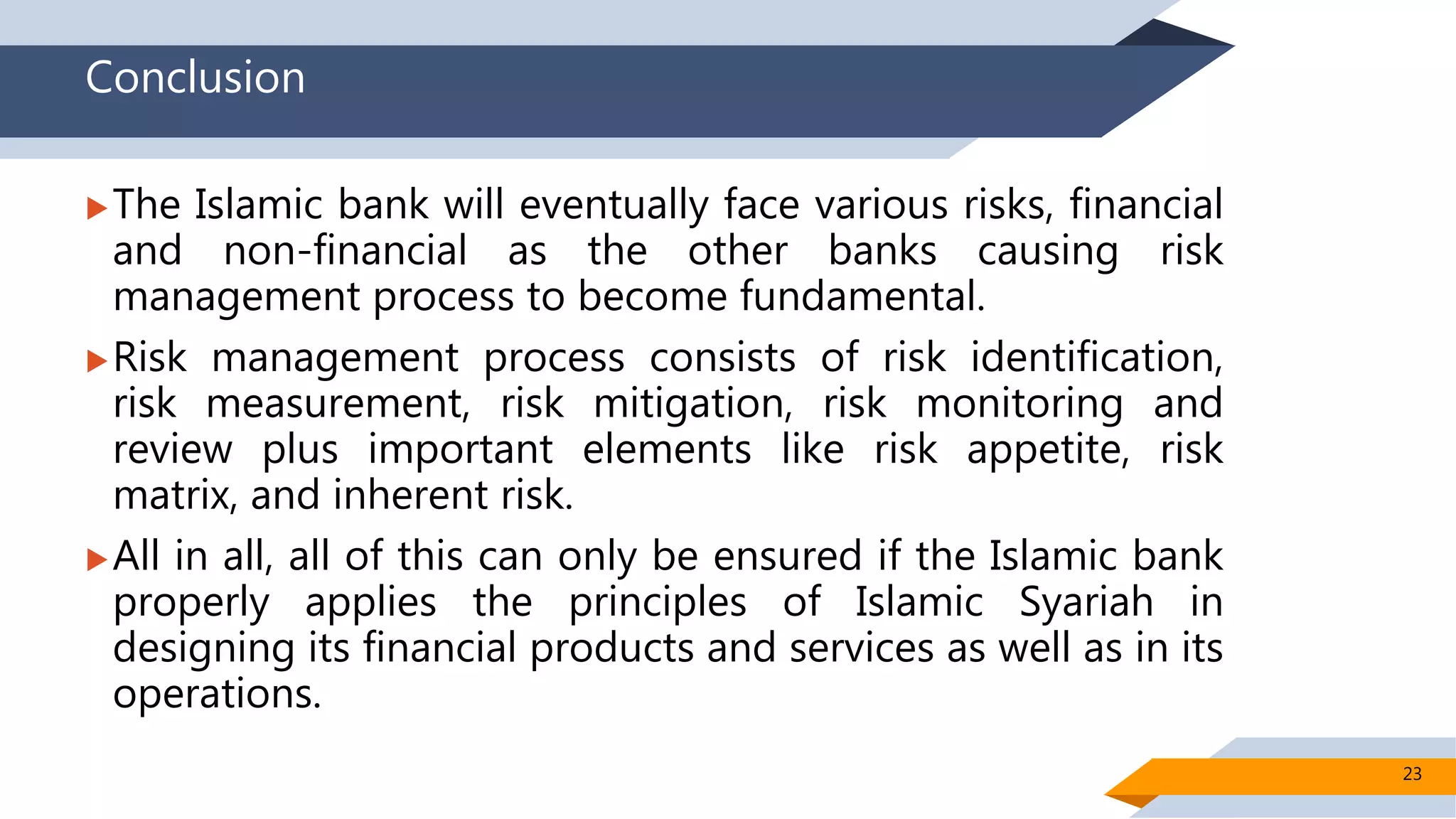 Risk Management Process in Islamic Banks | PPTX