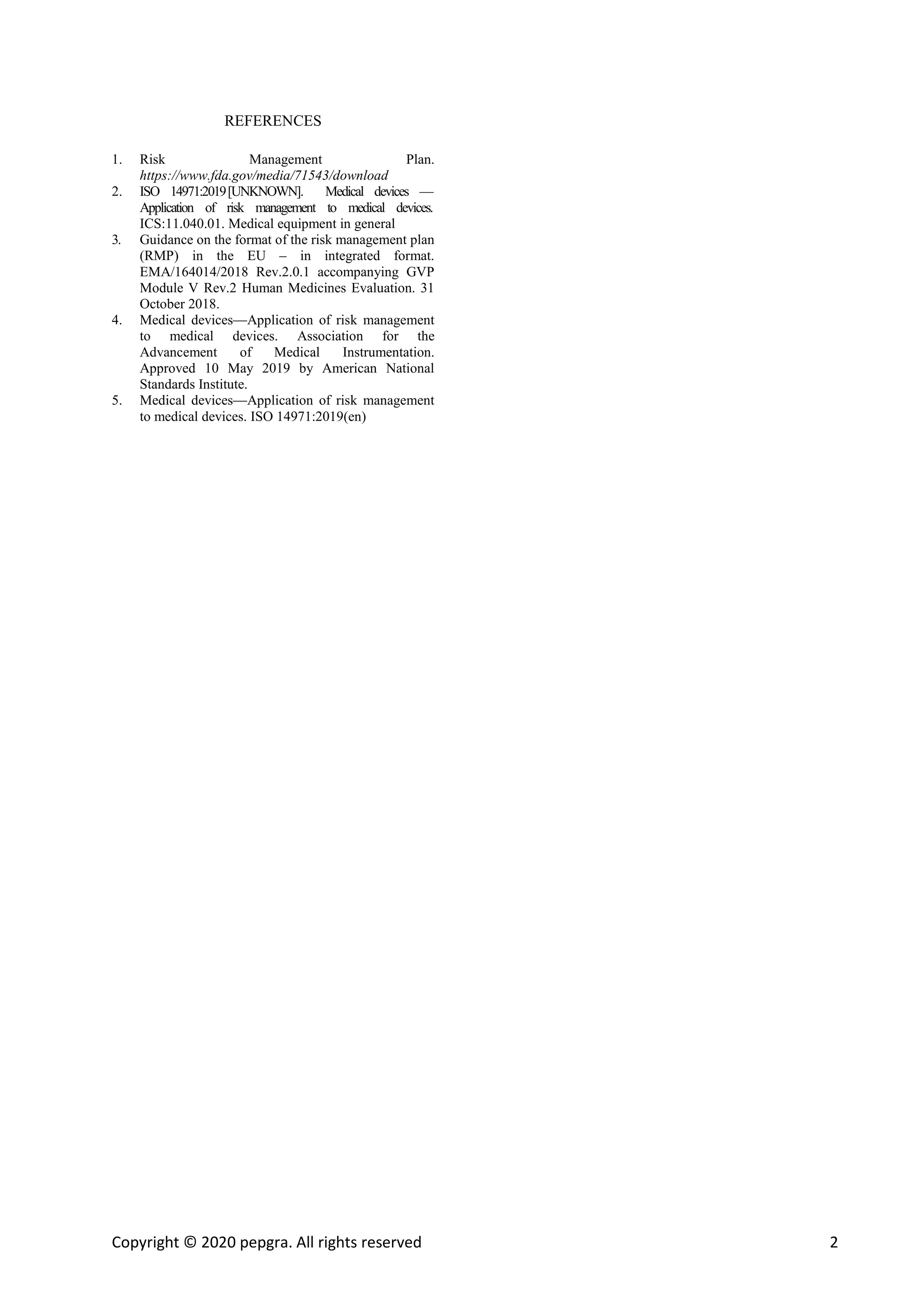 Risk managements documents required for the market placement of a ...