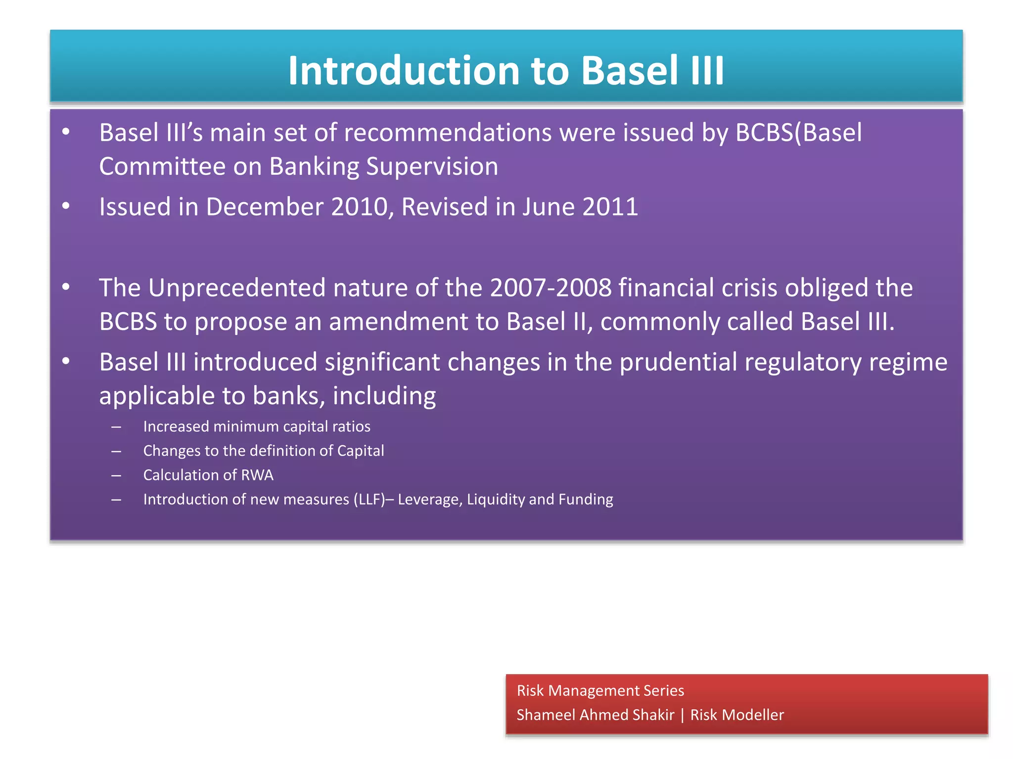Risk management series_basel iii | PPTX | Business Accounting & Finance | Business