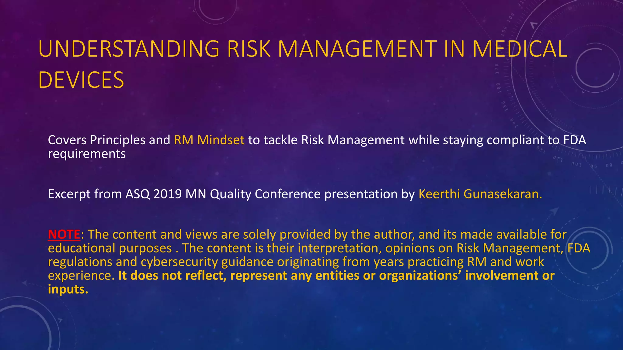 Understanding Risk Management & Cyber security Principles in Medical ...