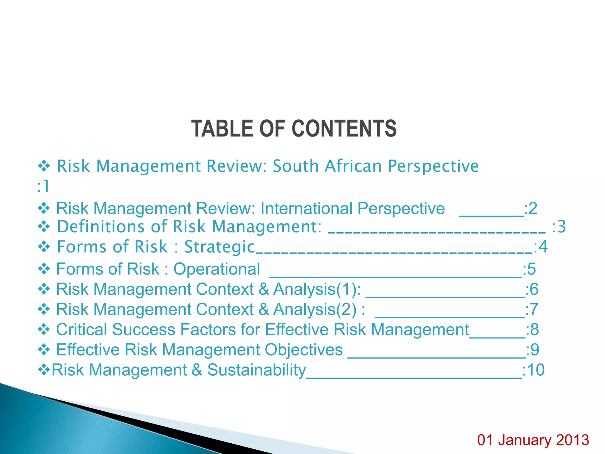 Risk management south african puclic sector | PPTX