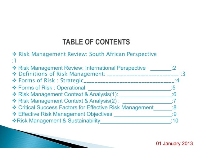 Risk management south african puclic sector | PPT