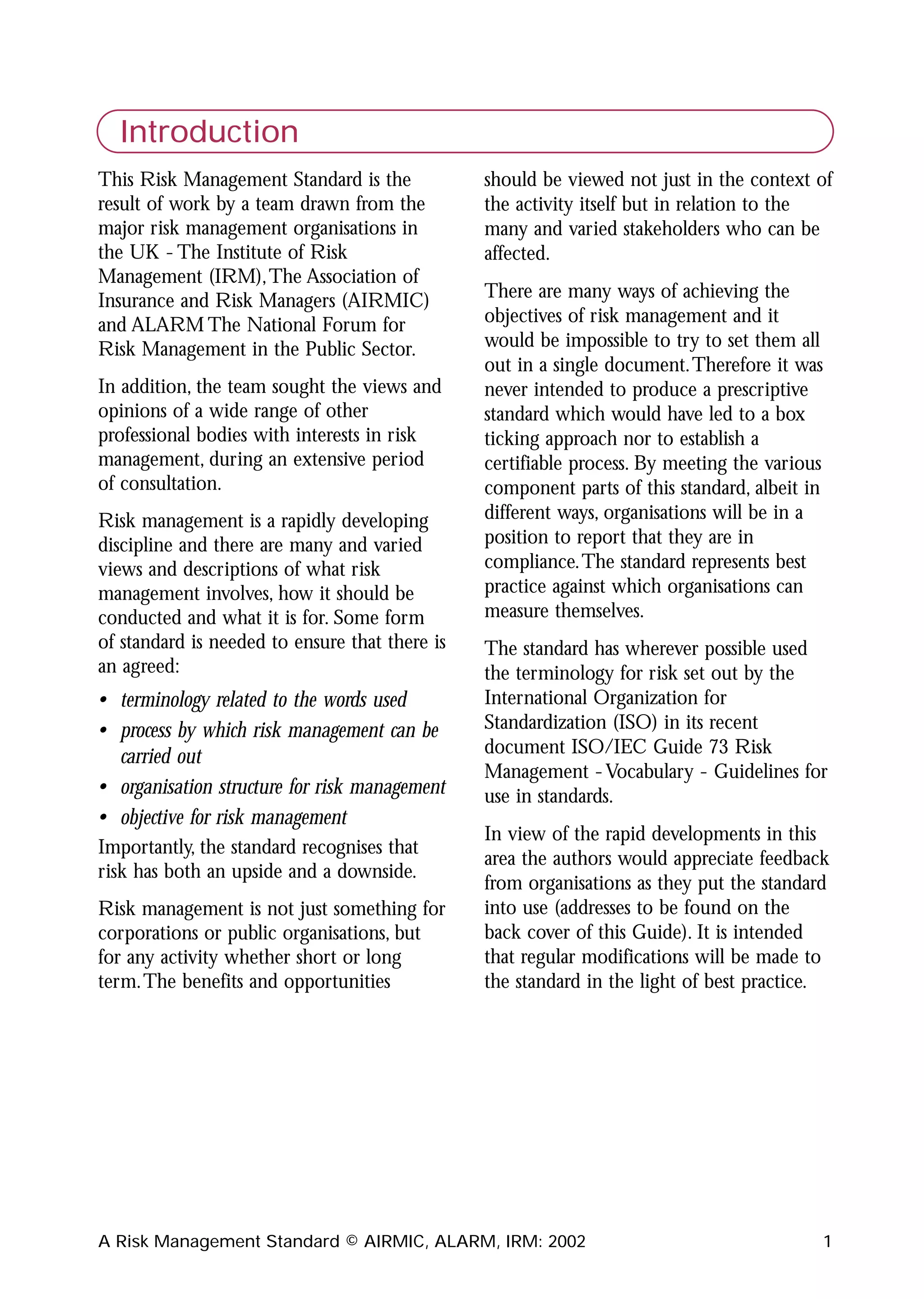 Risk management standard | PDF
