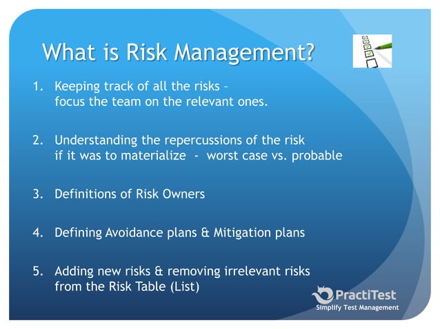 Software testing - Risk management | PPTX | Technology & Computing