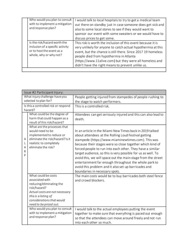 Risk Management | DOCX | First Aid | Injuries